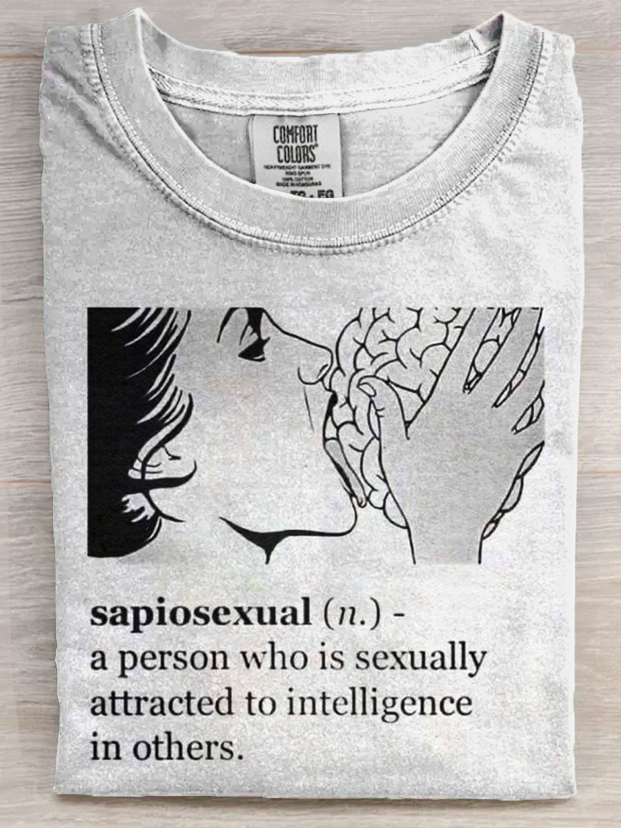 Sapiosexual Definitions Funny Art Print Casaul Short Sleeve T-shirt