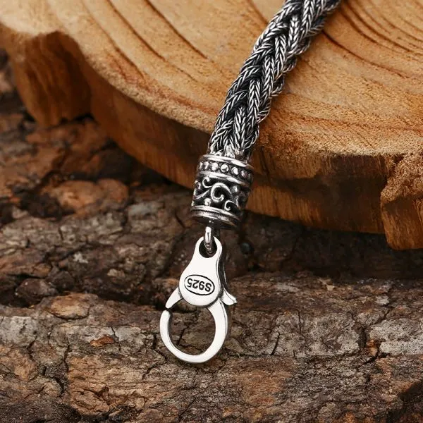 Sterling Silver Handmade Braided Lucky Bead Bracelet