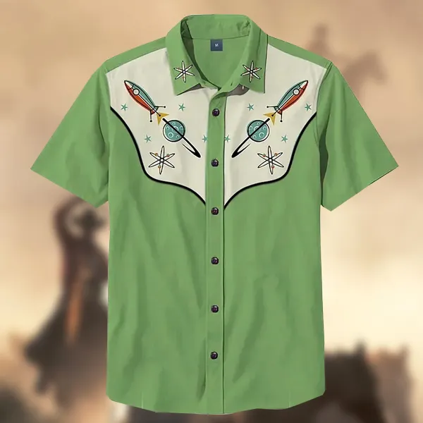 100% Cotton1950s Interstellar Atomic Shirt