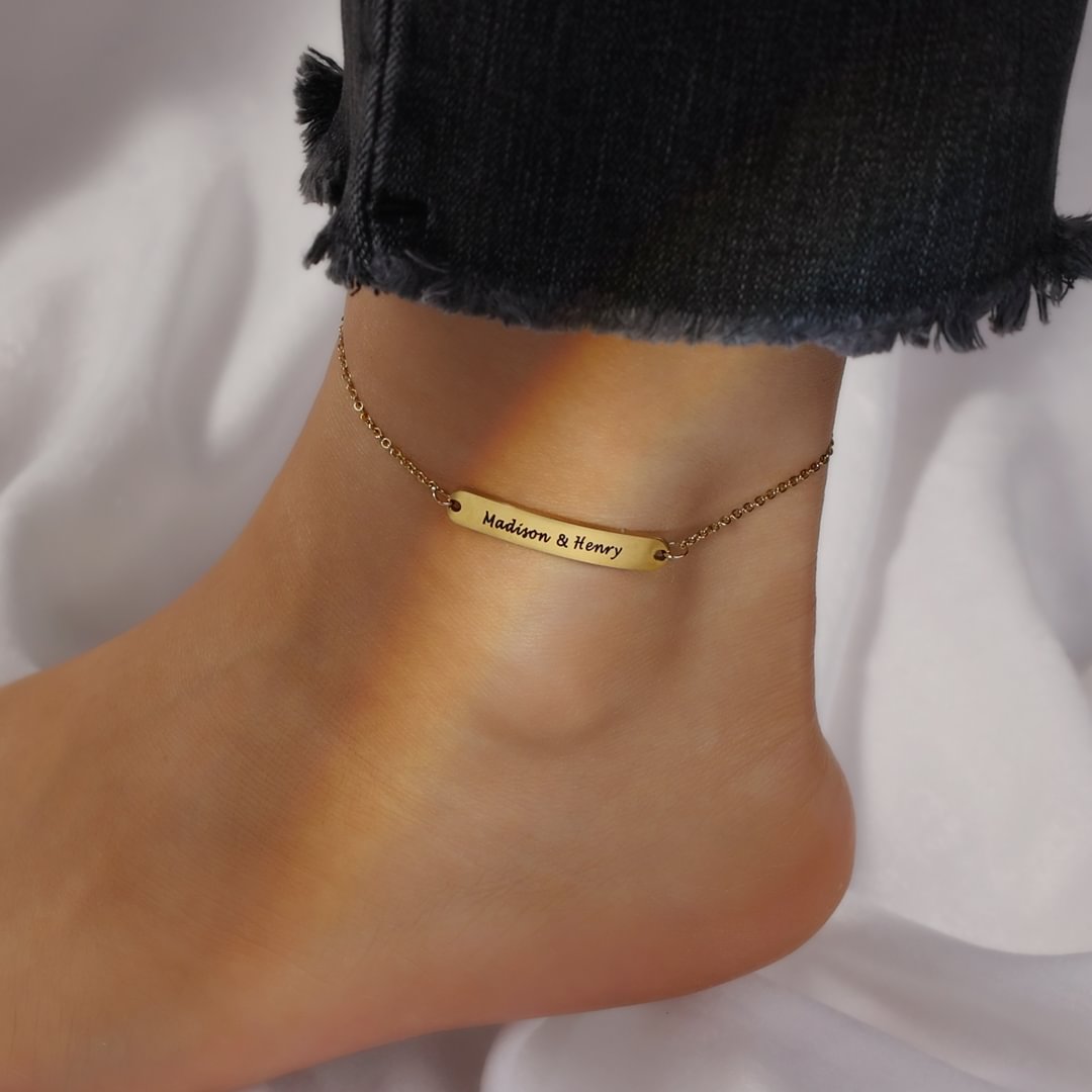 Personalized Simple Anklet With 2 Names For Her