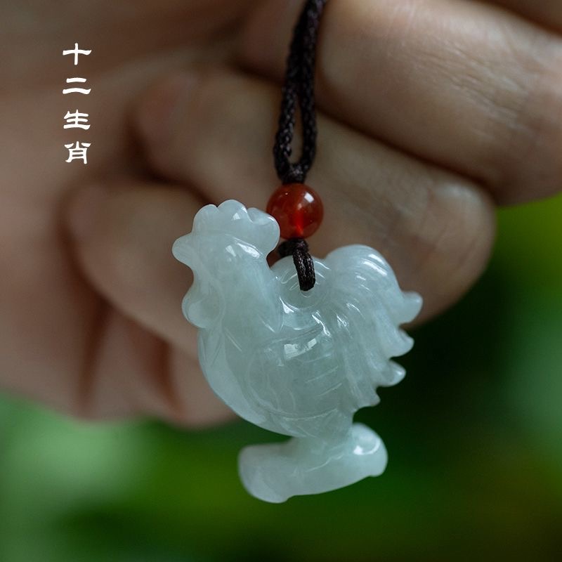 Natural Emerald Chinese Three dimensional Zodiac Pendant Necklace ...