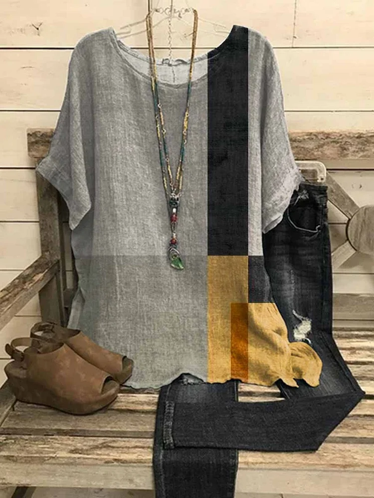 Women's Geometric Art Printed Casual Top
