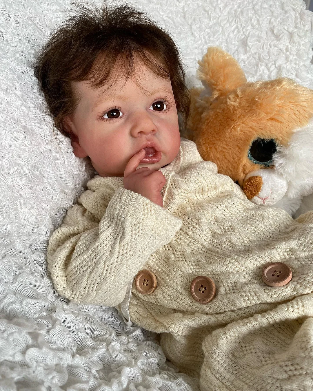 20" Reborn Cute Baby Girl Comes With Brown Hair and Adorable Clothes ...