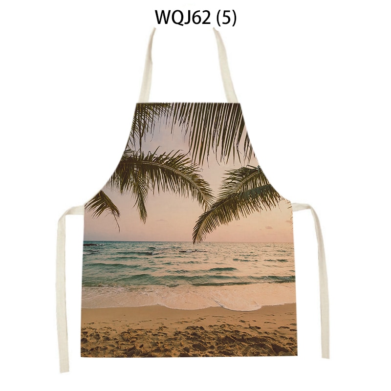 Linen Kitchen Apron - Waterfall beach scenery