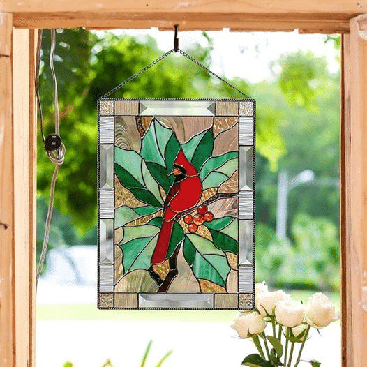 Red bird Stained Glass Decoration