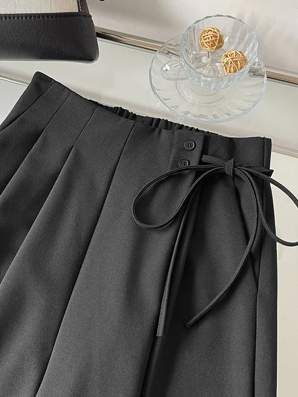 Sophisticated High-Waisted Lace-Up Suit Pants with Loose Fit and ...