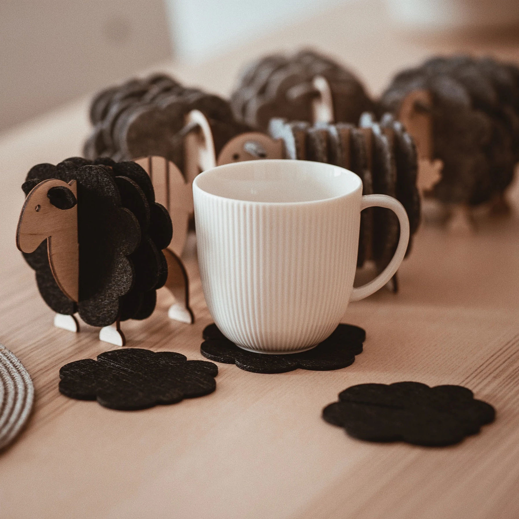 Sheep Felt Coasters - Cute Housewarming Gift - Set of 6 felt coasters ...
