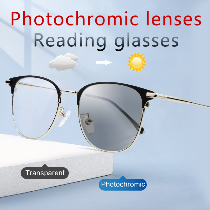 Photochromic Reading Glasses for Men Business Office Metal Frame ...