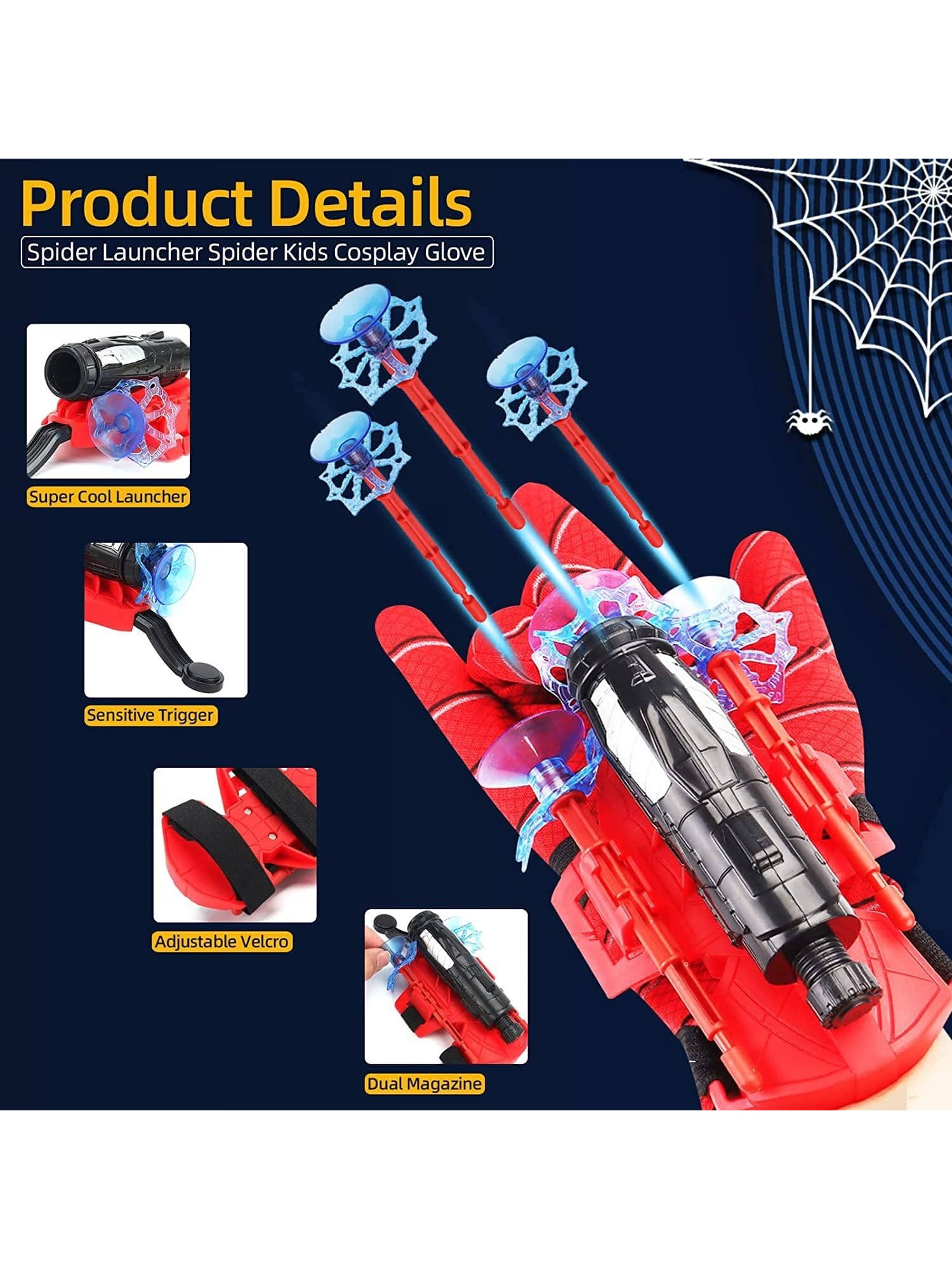 Spider Silk Launcher Set, Can Grab Small Objects,Hero Role Play Toy