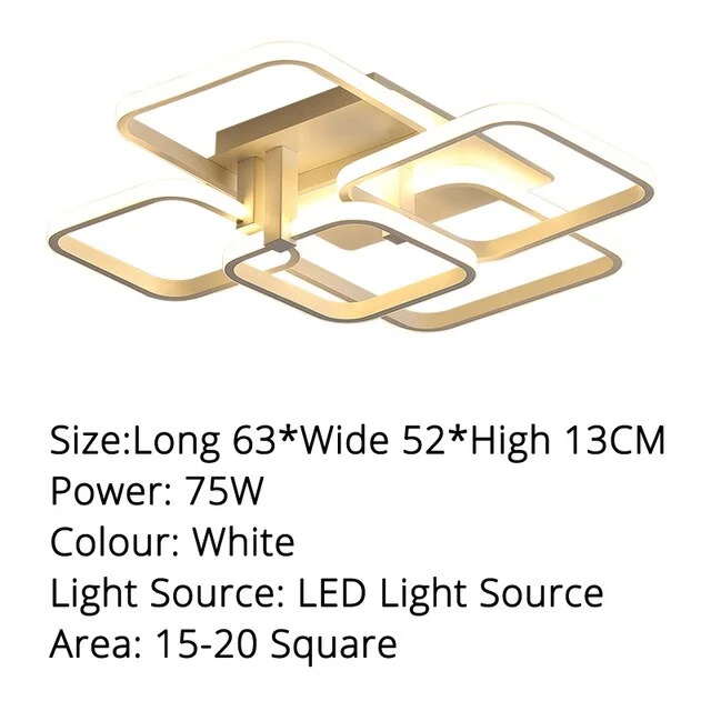 Grey White Rectangle Shape Modern LED Ceiling Lights For Living Room ...