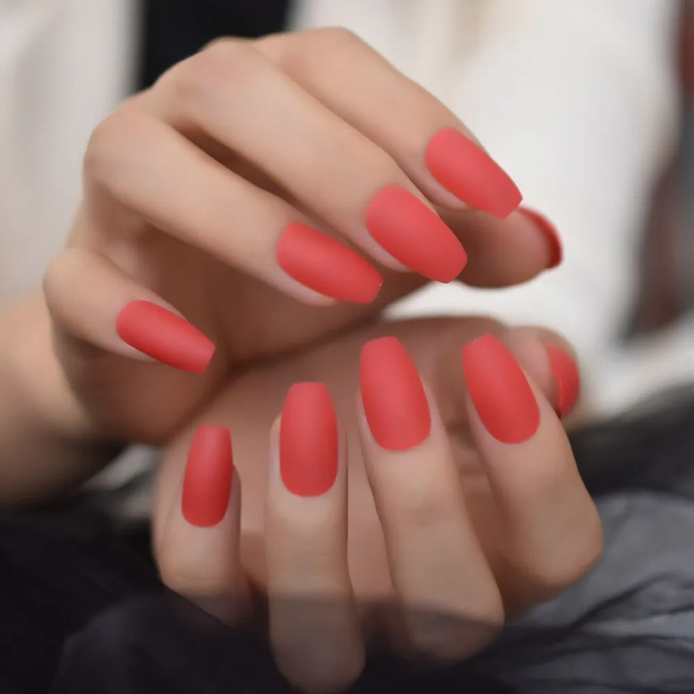Gorgeous Cream False Nails Long Iridescent Matte Fake Nails Frost Art ...
