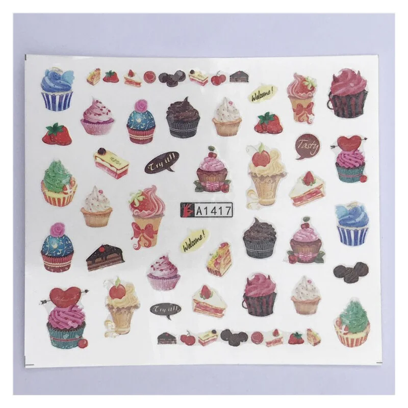 Churchf Black White Cutout Lace Fake Nail Water Transfer Nail Stickers ...