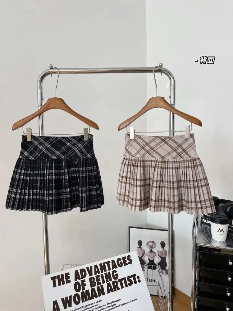 Woherb Women Japanese Y2k Preppy Style Plaid Mini Pleated Skirt Shorts ...