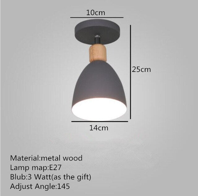 Adjustable LED Ceiling Light Iron Wood Light Fixture Living Room ...