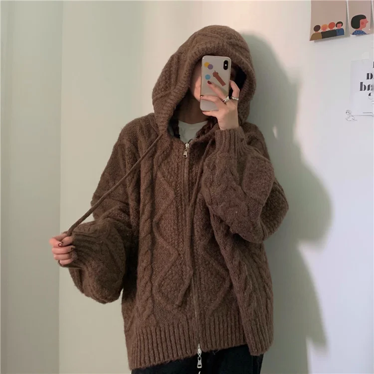 VINTAGE LAZY ZIP HOODED SWEATER JACKET