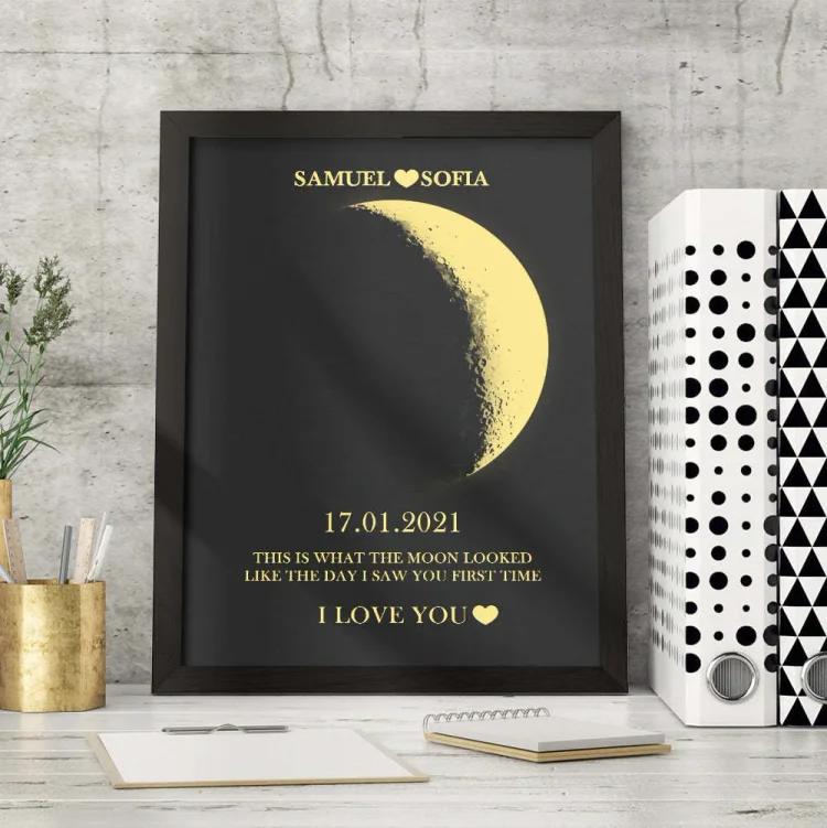 For Couples - Custom Couple Art Frame/ REAL MOON PHASE
