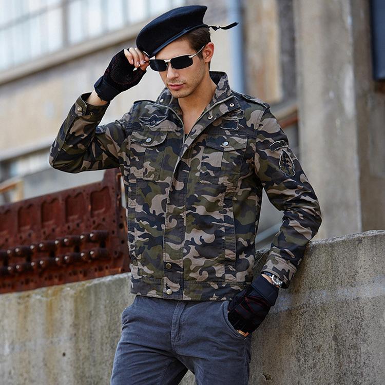 Army Style Camouflage Men's Flight Jacket Overcoat