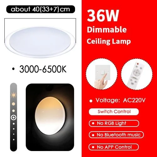 Led Ceiling Light RGB Dimmable 36W 40W Smart APP Control Bluetooth ...