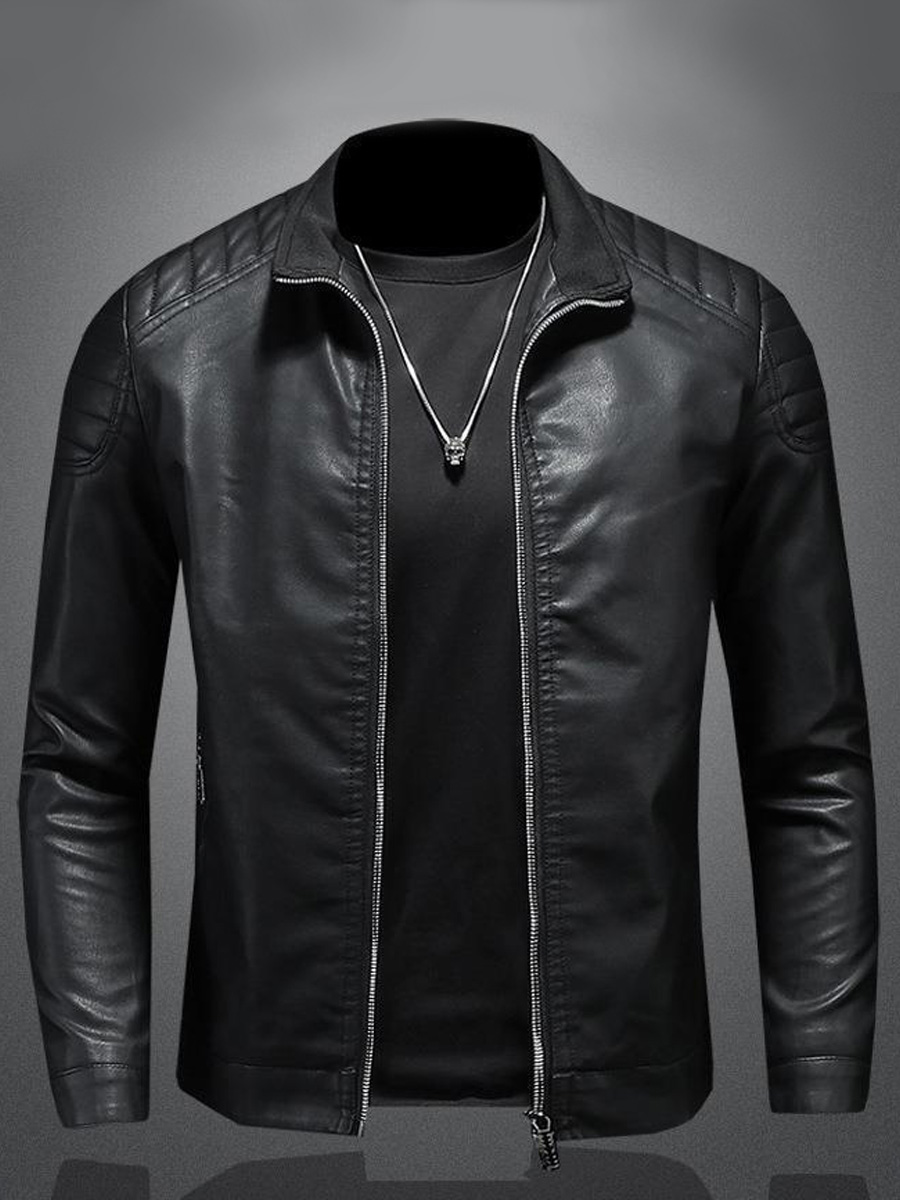 Men's Fashion Top Layer Leather Motorcycle Suit Leather Jacket