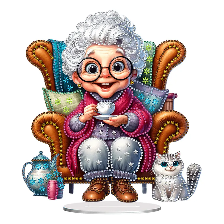 Acrylic Special Shaped Grandma Leisure Time Diamond Painting Desktop ...