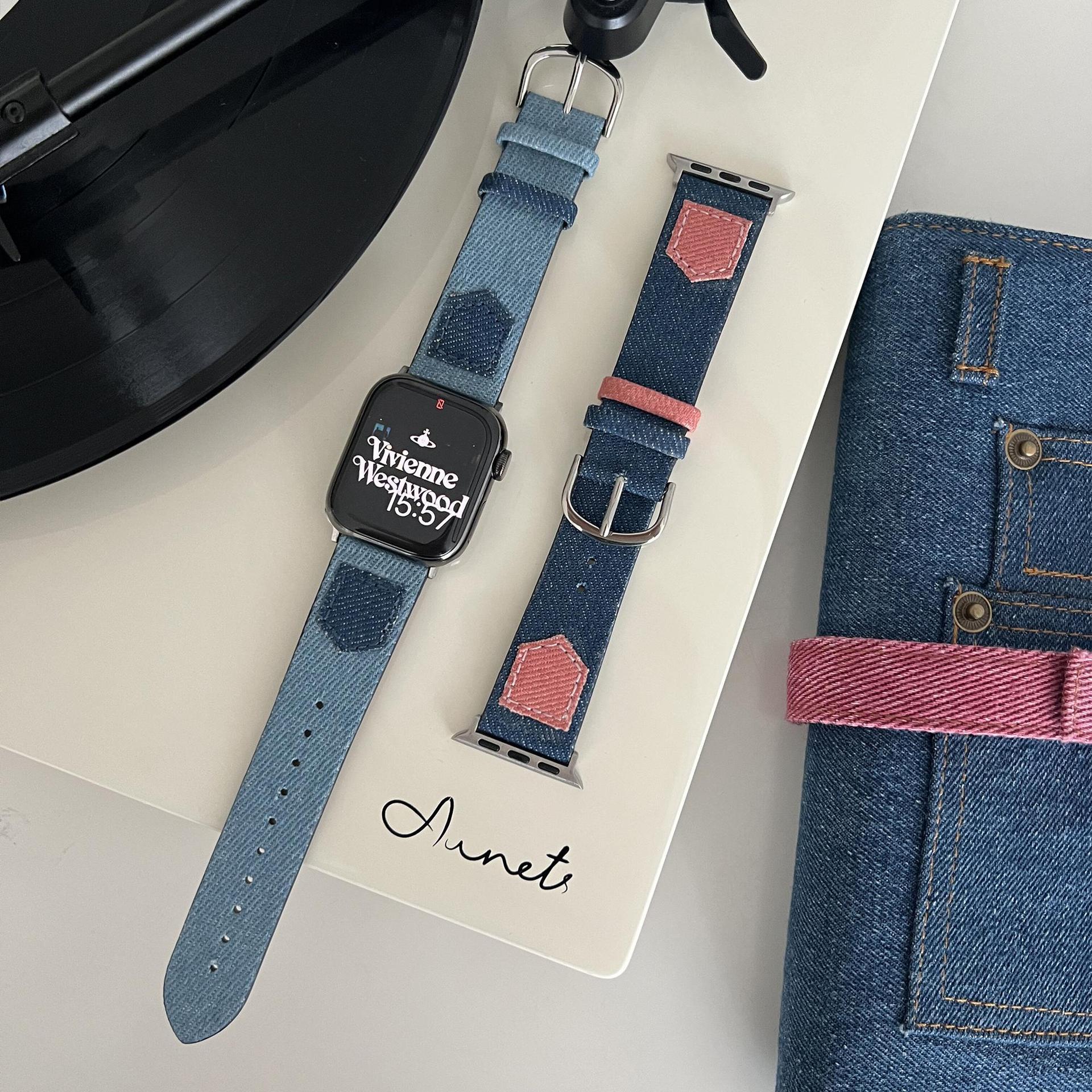 Denim Embroidery Watch Band