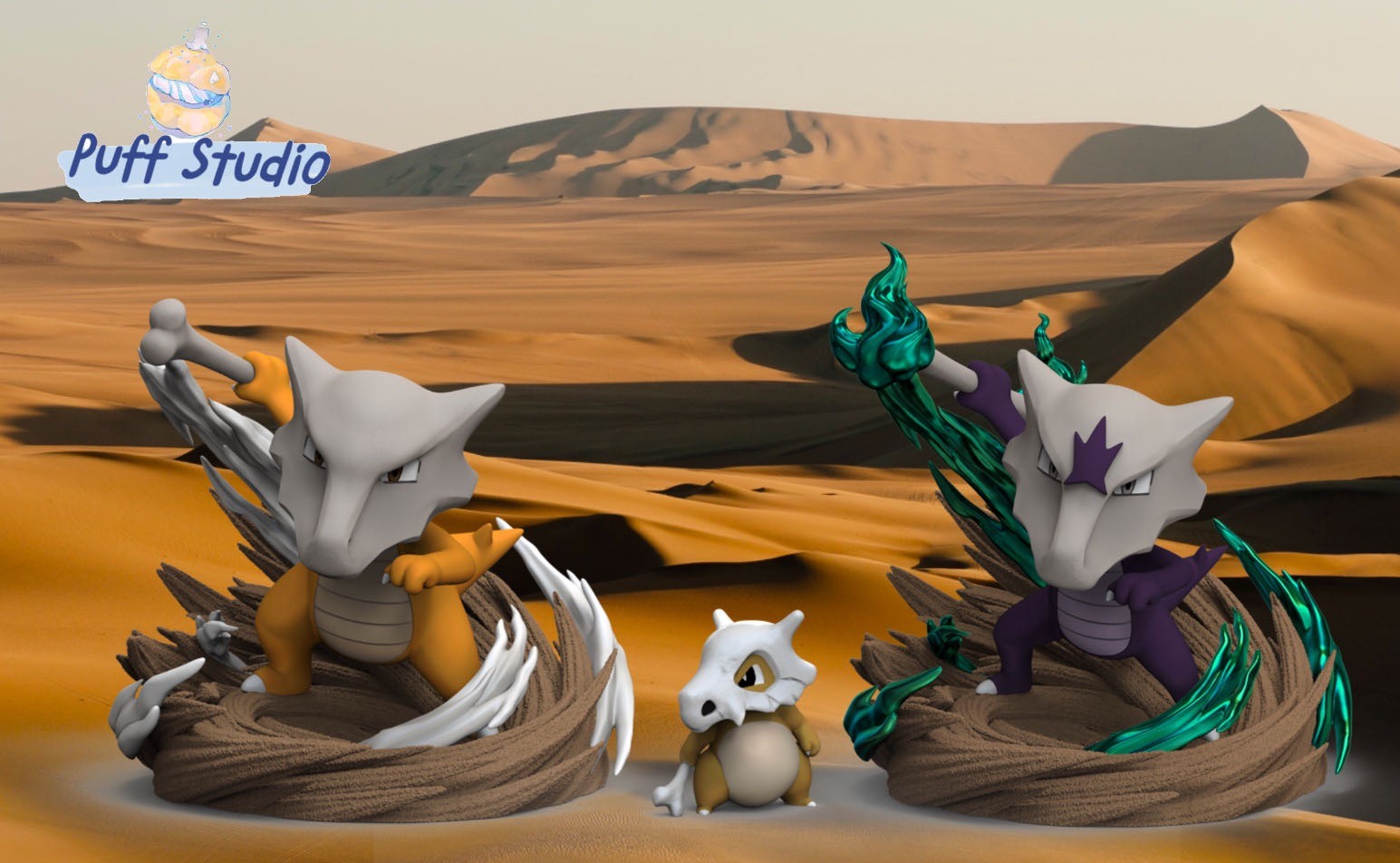 1/20 Scale World Zukan Evolution of Marowak Set & Alola Marowak ...