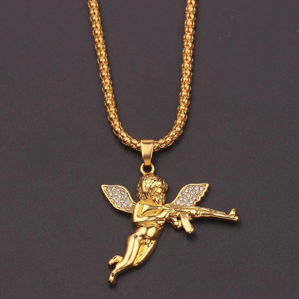 MACHINE GUN ANGEL PENDANT NECKLACE