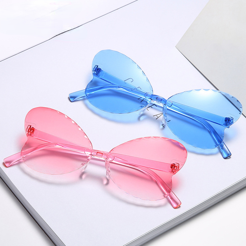 Shades UV400 Vintage Glasses Kids Lovely Butterfly Rimless Sunglasses ...