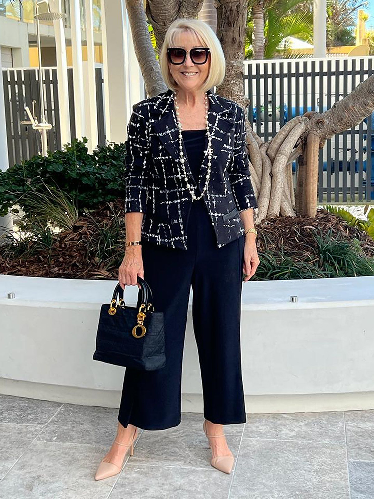 Checkered Jacket & Two Pieces Set | For Mature Women & Older Ladies ...