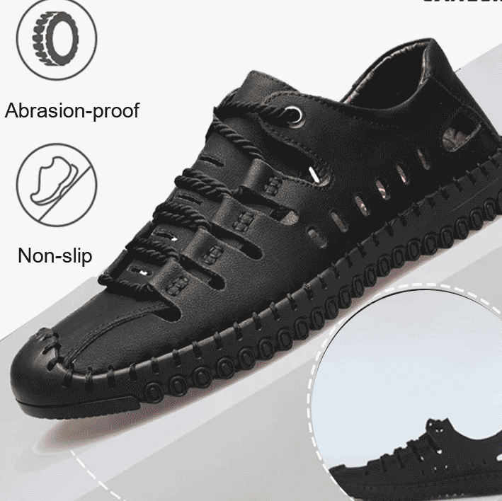 Aviator Wrapped Toe Hollow Leather Sandals