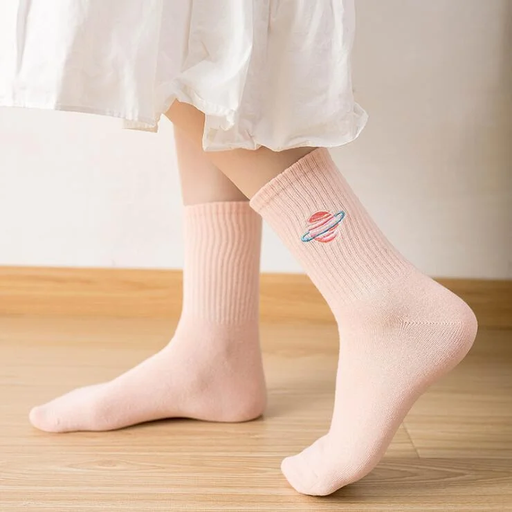 PLANET EMBROIDERY SOCKS (5 pairs)