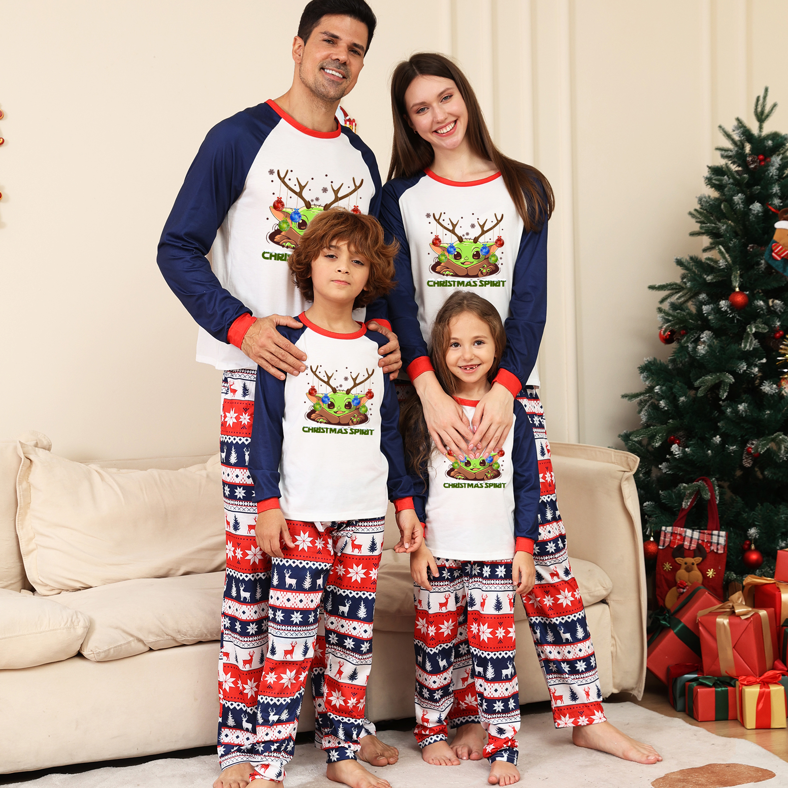 Baby Yoda Christmas Spirit Matching Family Pajamas
