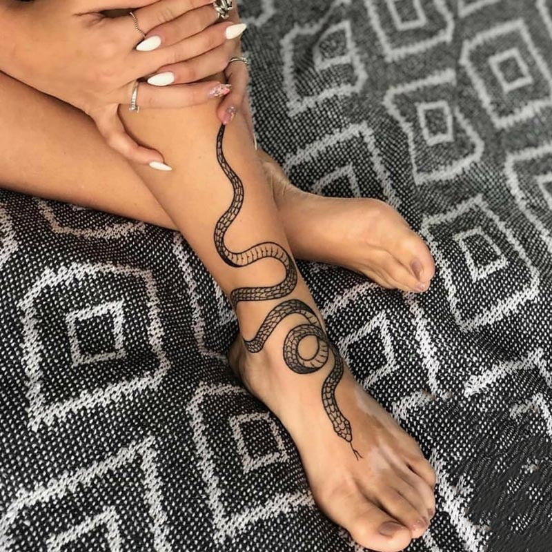 Waterproof Temporary Tattoo Stickers Black Snake Design for Men And ...