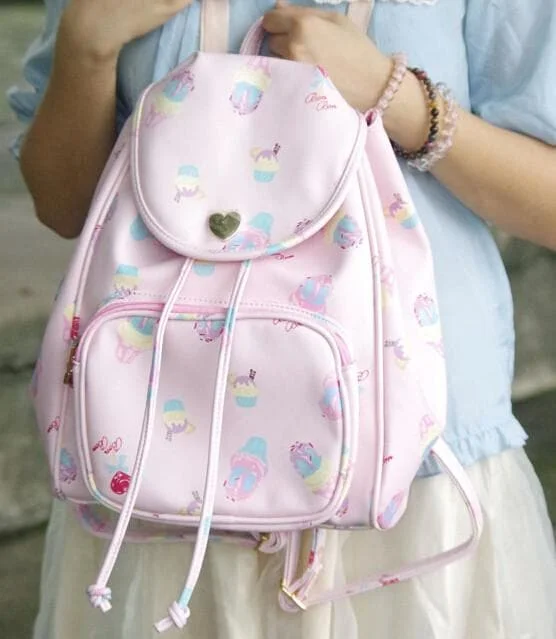 Pink/Blue Ice-cream Printed Backpack SP165506