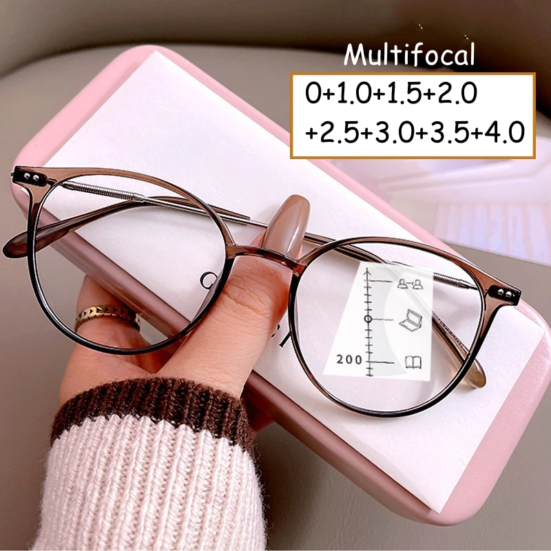 Luxury Near and Far Multifocal Glasses Unisex Anti-blue Light Reading ...