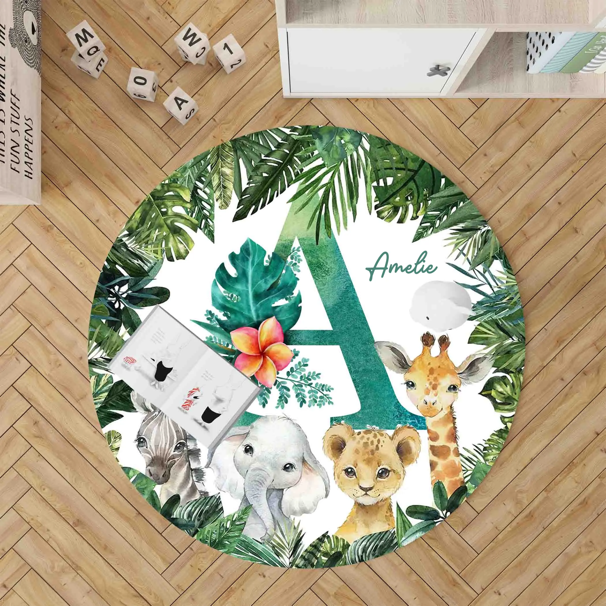 Personalized Baby Alphabet Round Rug|R98