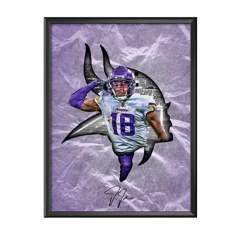 Justin Jefferson Minnesota Vikings Poster Art Autographed（design 2）