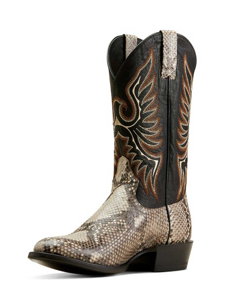 Taupe & Black Python Embossed Cowgirl Boots with Eagle Embroidery