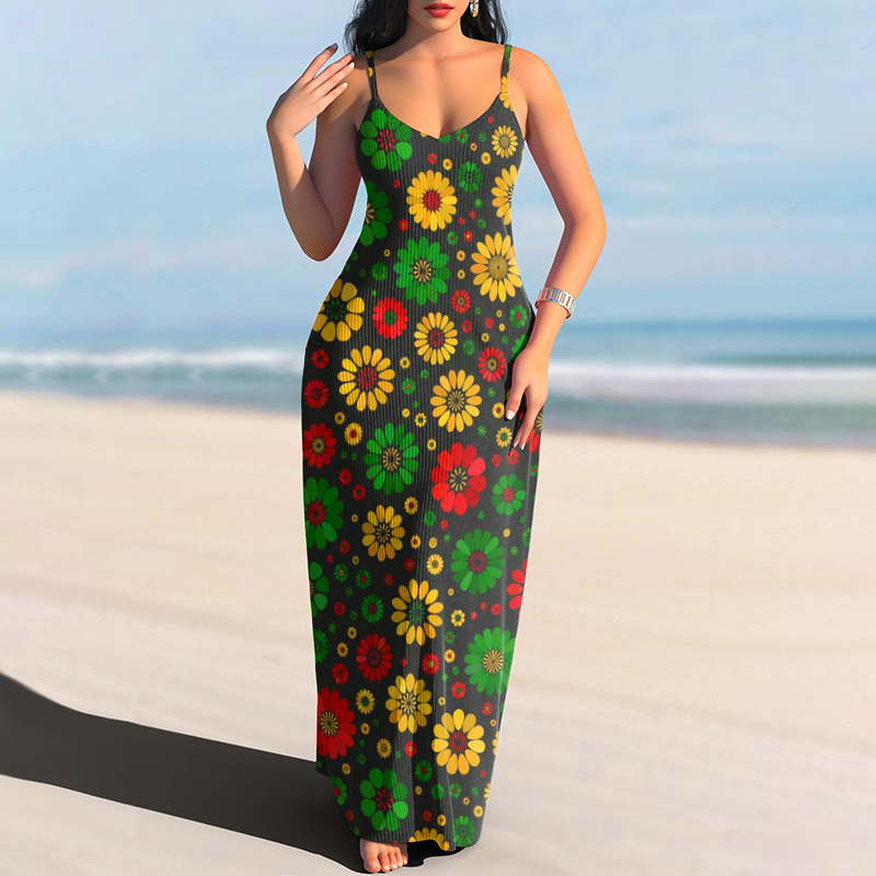 Juneteenth Tricolor Daisy Maxi Dress