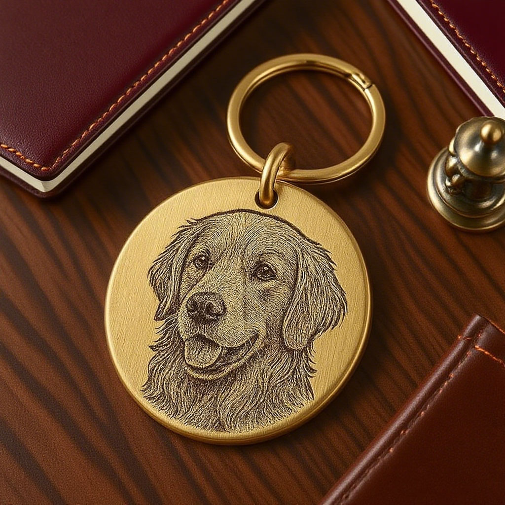 Personalized Pet Photo Keychain Custom Pet Portrait Keychain ...