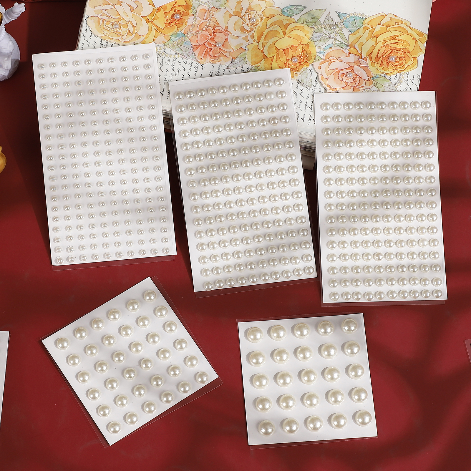 Journalsay 5 Sheets/set 4mm/6mm/8mm/10mm Acrylic Pearl Sticker