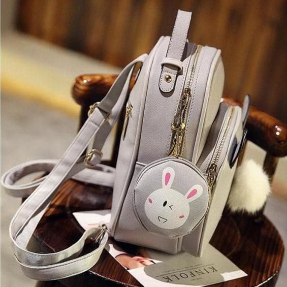 Grey/Black Fluffy Bunny Backpack SP1710032