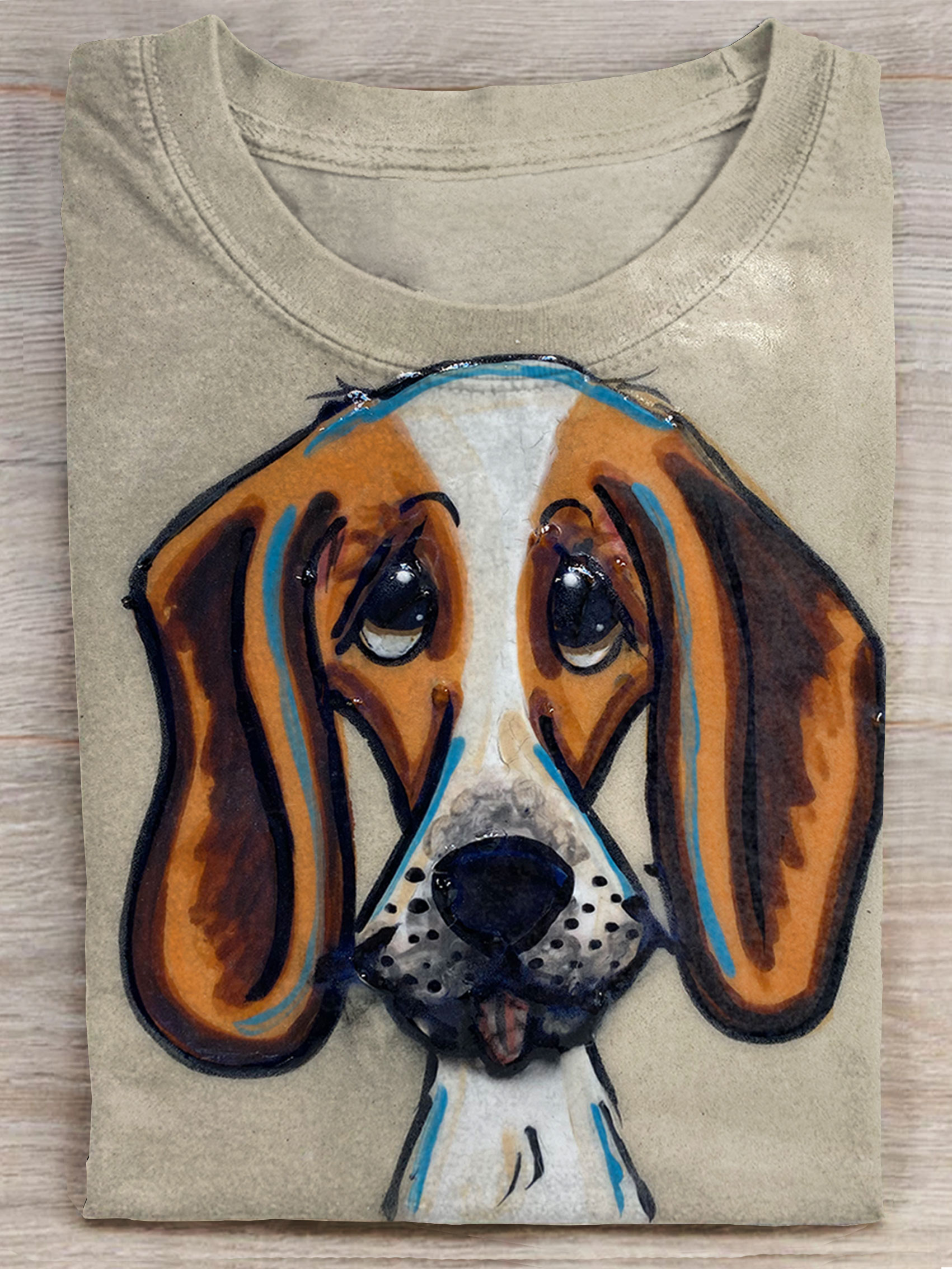 Cute Dachshund Dog Art Print Casaul Short SleeveT-shirt