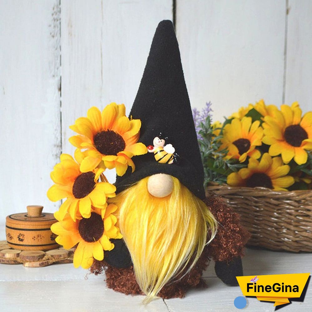 FineGina Bee Elf Faceless Dwarf Doll 20/25Cm Cute Sunflower
