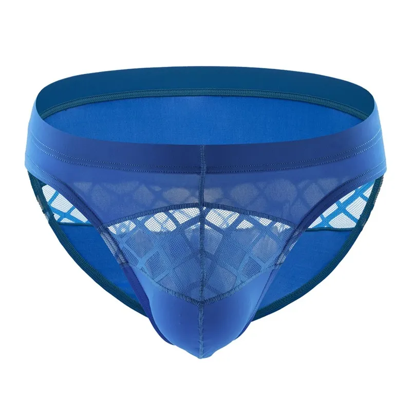 Men's Mid-Rise Sexy Ice Silk Mesh Briefs