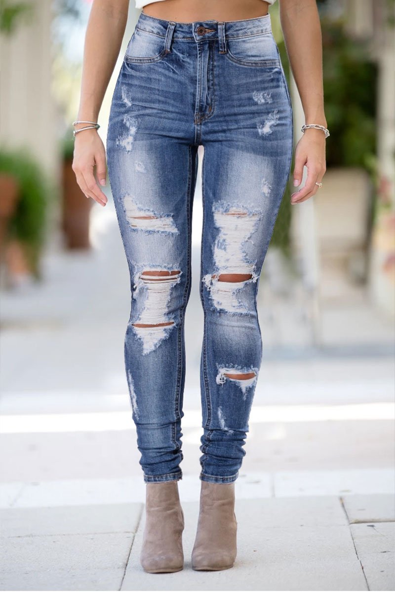 Broken Hole Blue Jeans