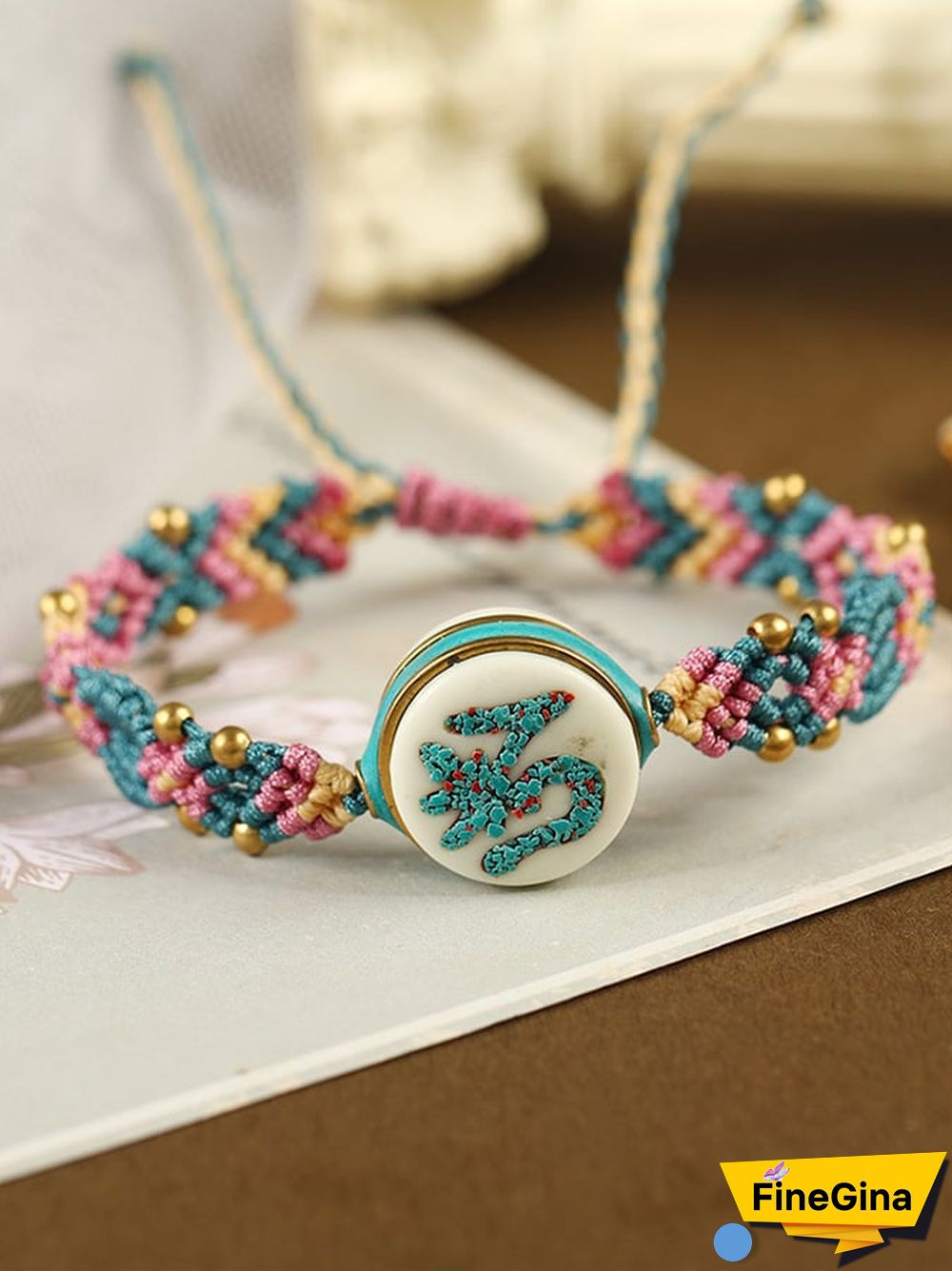 FineGina Vintage Colored Rope Woven Bracelet