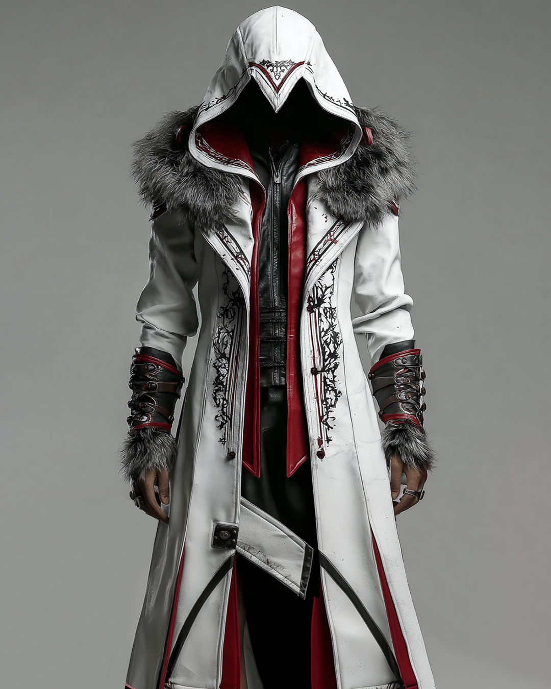 Men's Winter Fashionable Viking Gradient Faux Fur Coat9604