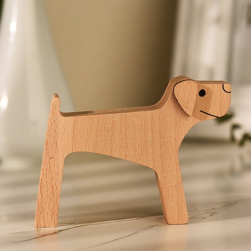 Home Decor Table Ornament Wood Dog Craft Sculpture Handmade Wooden Pets ...