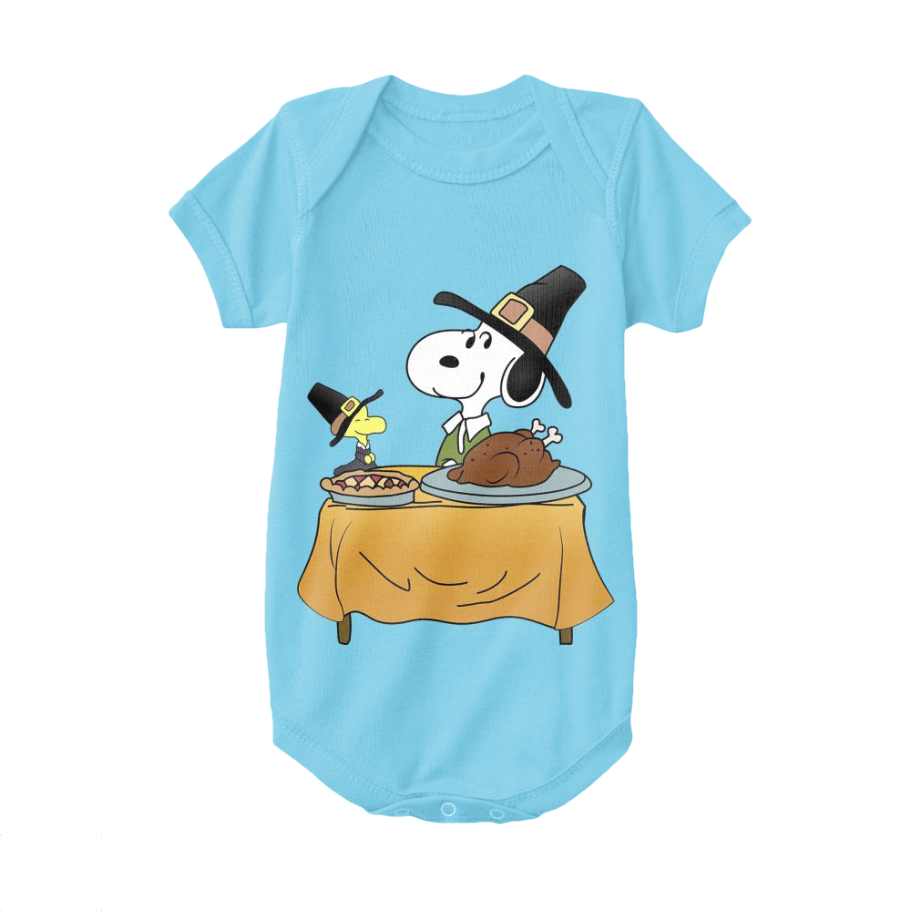Snoopy With Turkey, Thanksgiving Baby Onesie